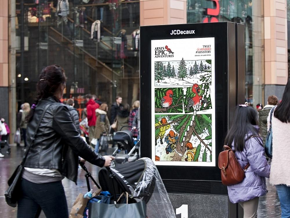 DooH und Content: Dieser Vogel beweist – DooH kann auch Geschichten ...